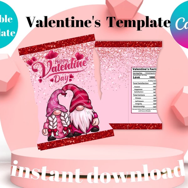 Valentine Chip Bag Template - Etsy