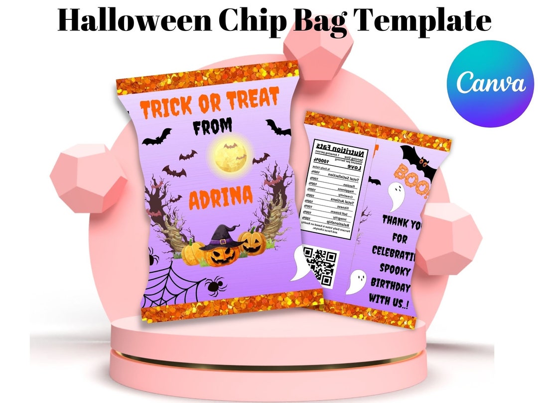 EDITABLE Halloween Chip Bag Wrapper Template. Cute Little Ghost ...