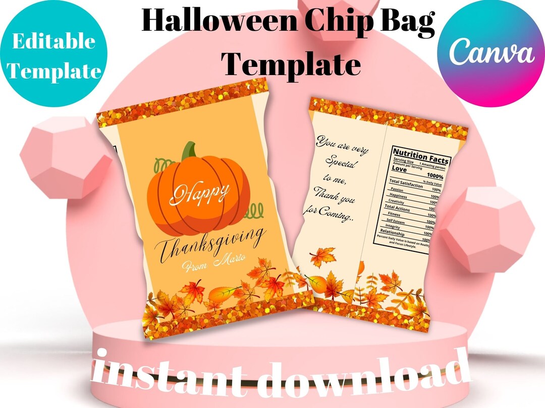 EDITABLE Halloween Chip Bag Wrapper Template. Cute Little Ghost ...