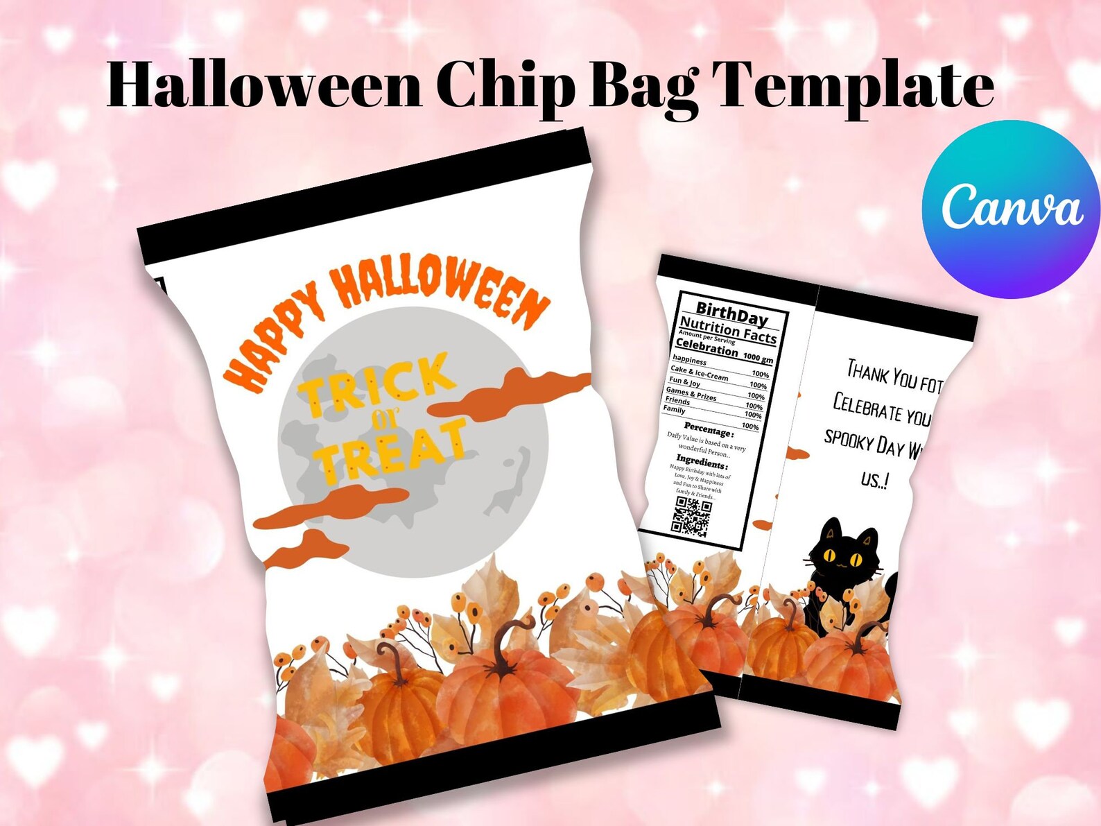Halloween Chip Bag Template Editable Label Chip Bag - Etsy