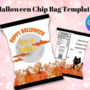 Halloween Chip Bag Template: Editable Party Favor Label (canva, Instant ...