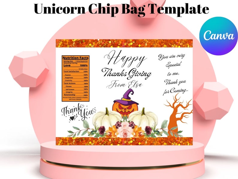 EDITABLE Thanksgiving Chip Bag Wrapper Template, Cute Little Ghost ...