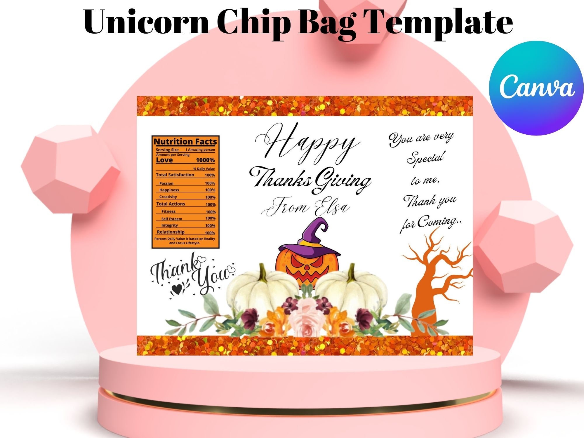 EDITABLE Thanksgiving Chip Bag Wrapper Template Cute Little - Etsy