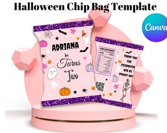 Editable Halloween Chip Bag Template: Ghost Party Favors (digital ...