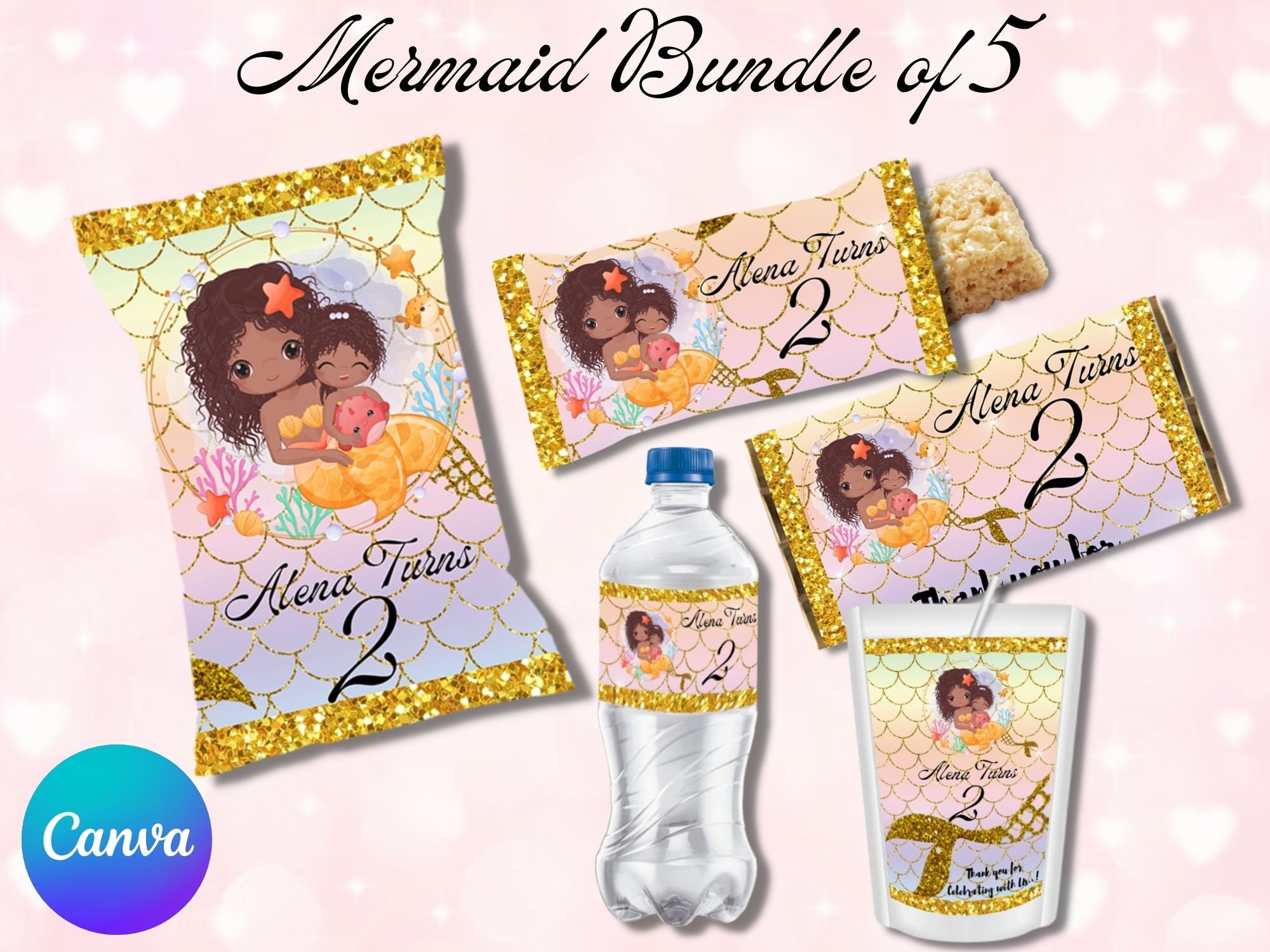 Customize Mermaid Party Labels Bundle Mermaid Party Favors - Etsy