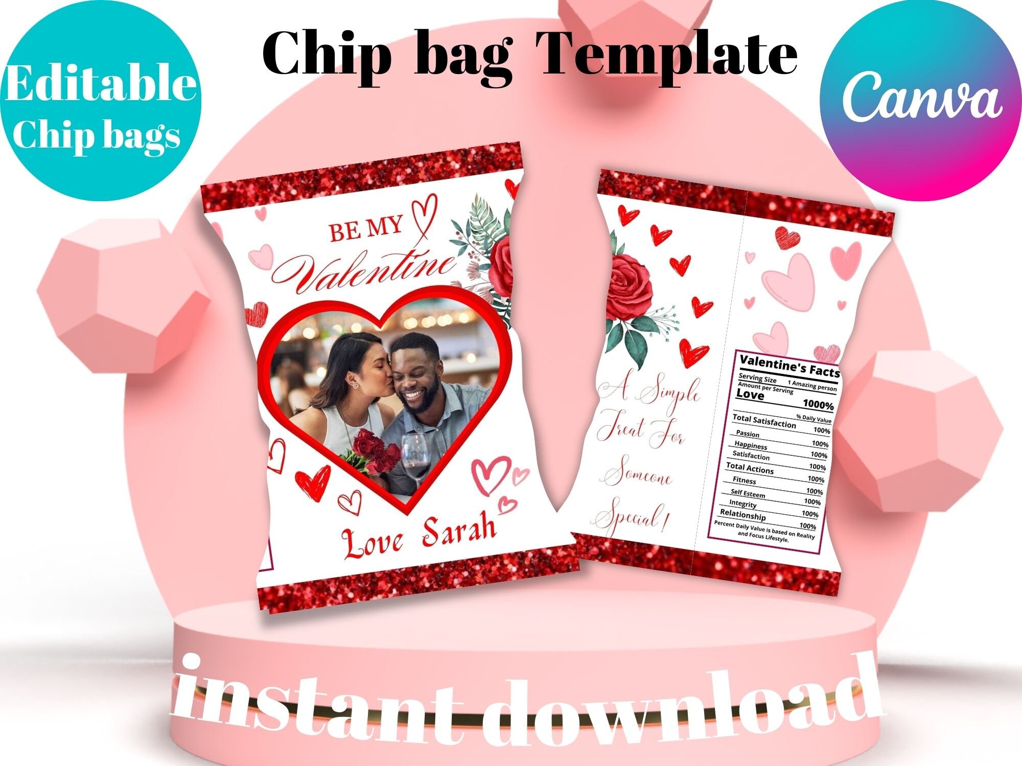 Valentine Chips Bag, Valentine's Day Chip Bags, Printable Digital ...