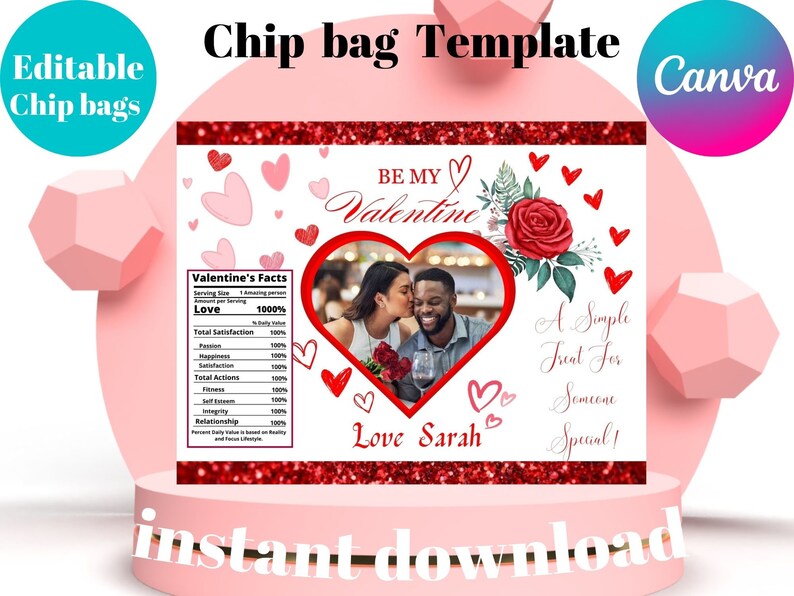 Valentine Chips Bag, Valentine's Day Chip Bags, Printable Digital ...