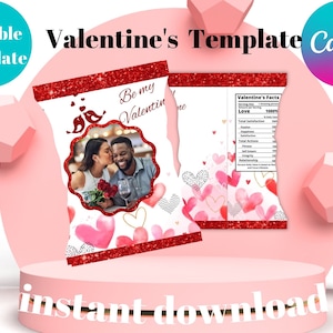 Valentine Chips Bag, Valentine's Day Chip Bags, Printable Digital ...