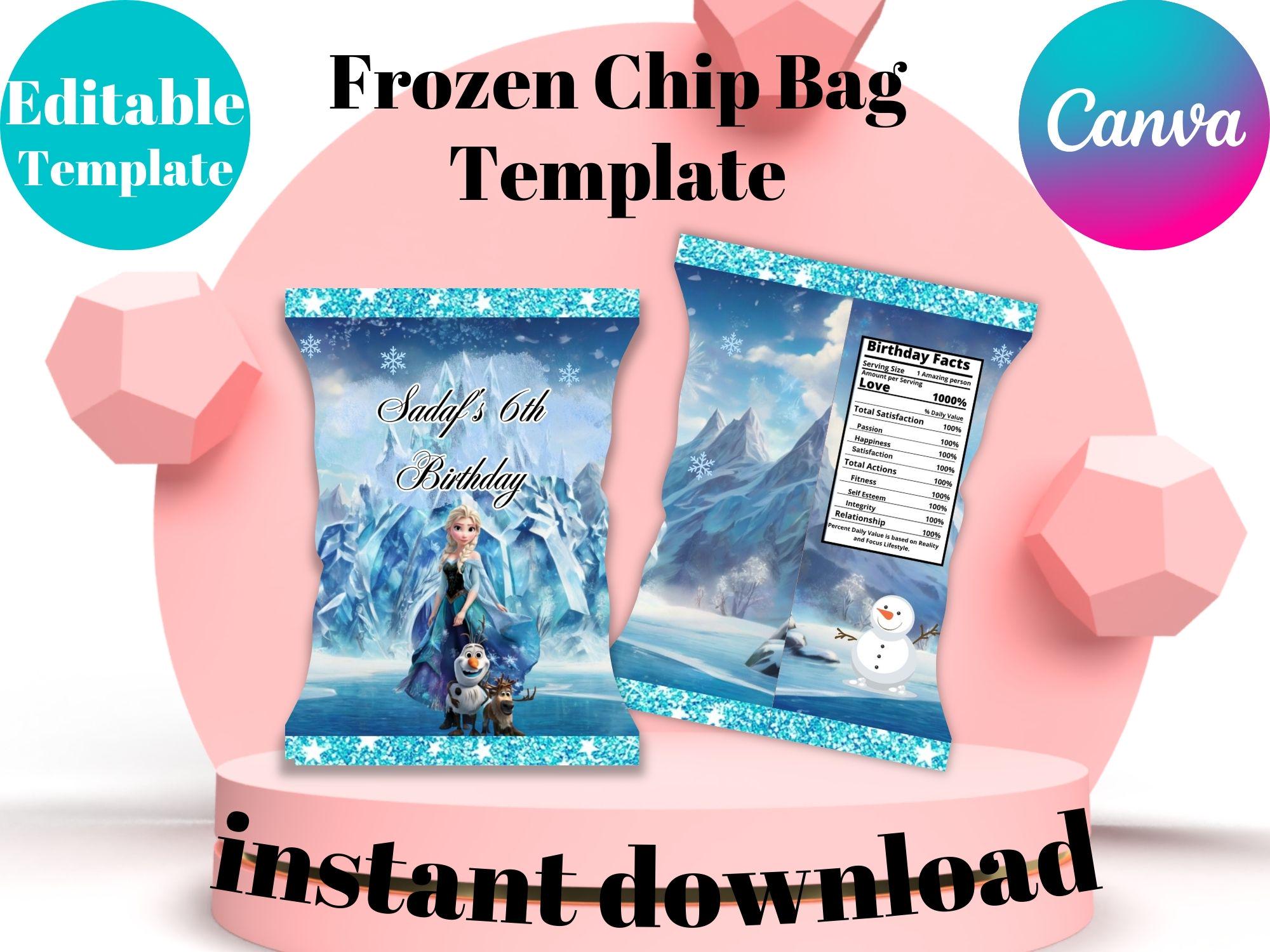 Frozen Chip Bag Label, Frozen Chip Bag, Frozen Chip Template, Frozen ...