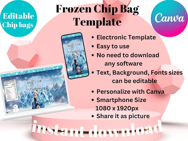 Frozen Chip Bag Label, Frozen Chip Bag, Frozen Chip Template, Frozen ...