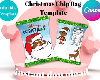 EDITABLE Christmas Chip Bag Wrapper Template, Cute Christmas Party ...
