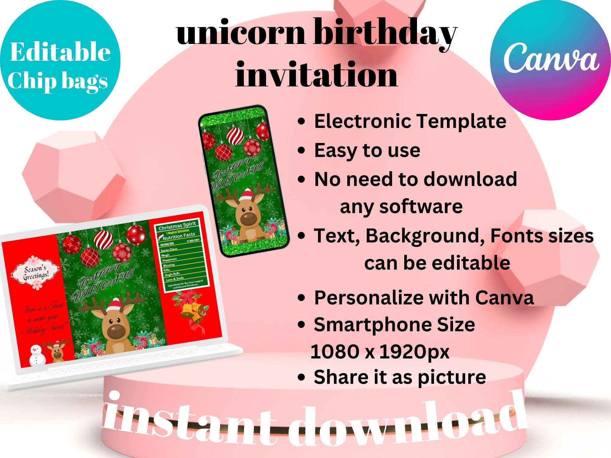 Editable Christmas Chip Bag Wrapper: Party Favor Template (digital ...
