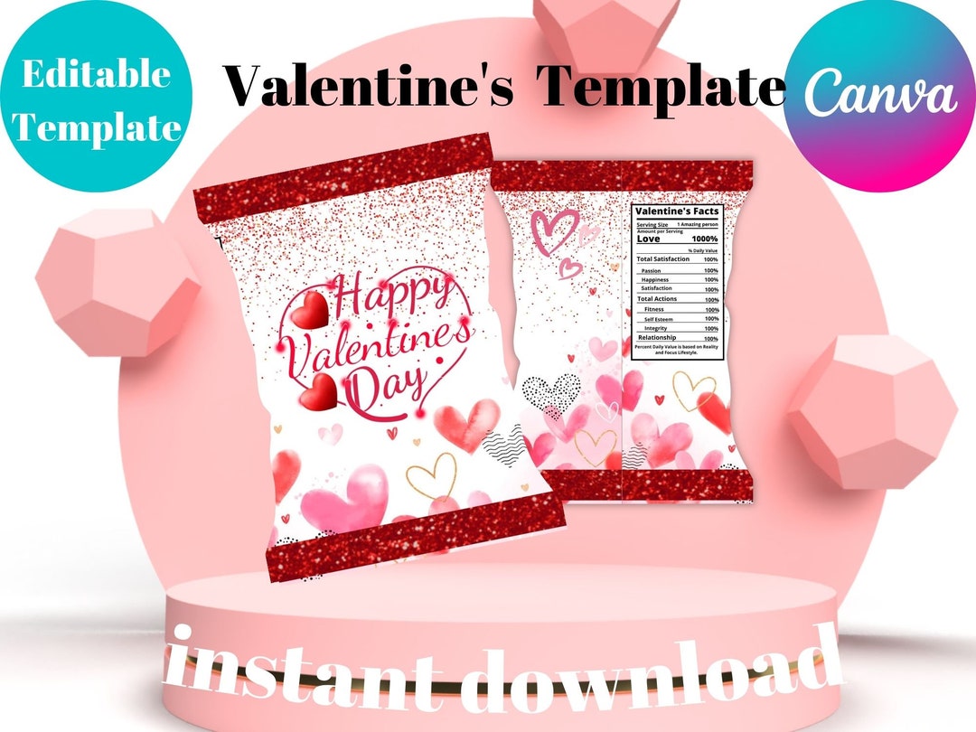 Valentine Chips Bag, Valentine's Day Chip Bags, Printable Digital ...