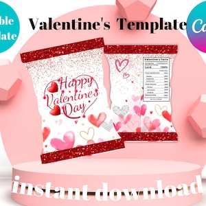 Valentine Chips Bag, Valentine's Day Chip Bags, Printable Digital ...