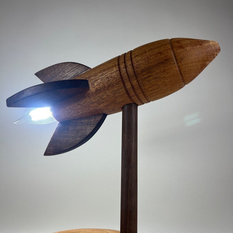 Wooden Rocket Table Lamp - Etsy