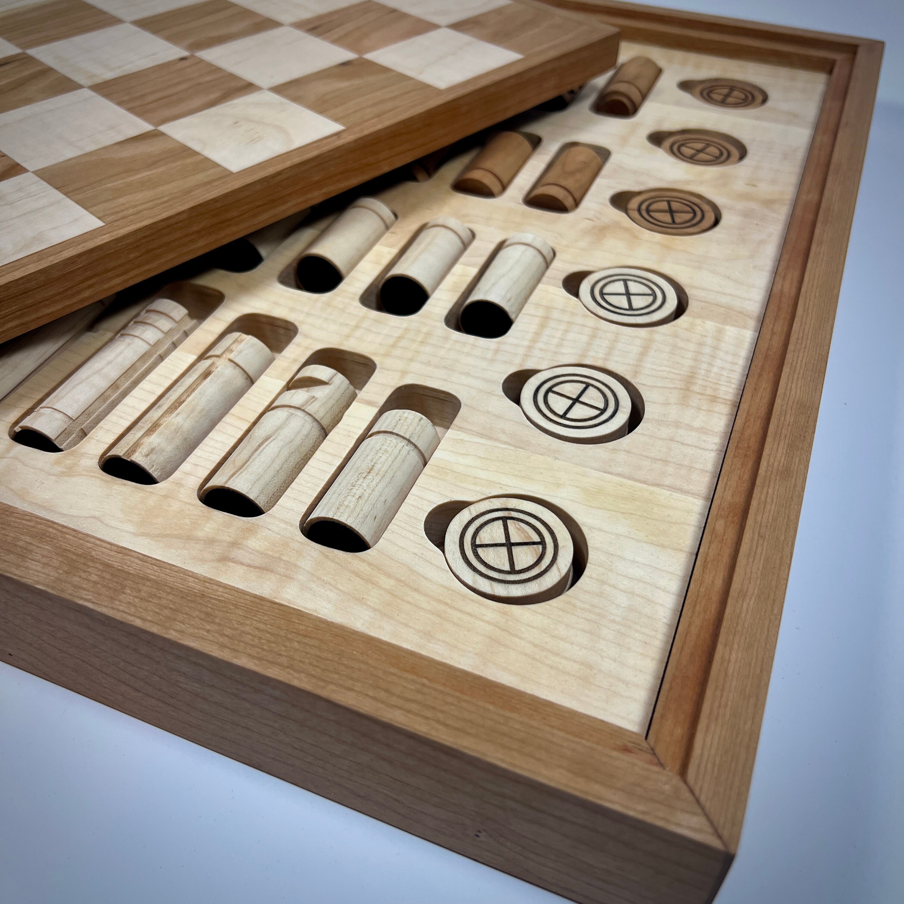 Handmade Wood Chess & Checkers Set - Etsy