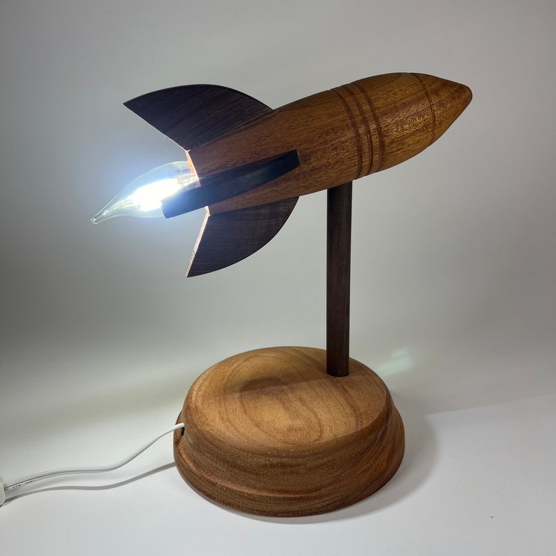 Wooden Rocket Table Lamp - Etsy