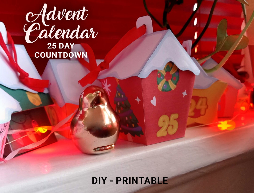 Advent Calendar, Printable Christmas Village Boxes PDF, Countdown to ...