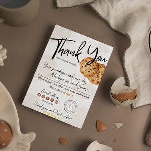 Editable Cookie Thank You Card, Bakery Shop Card, Cookie Small Business ...