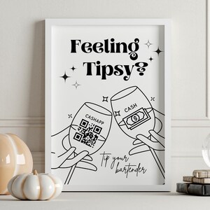 Retro Feeling Tipsy Tip Bar Printable Virtual Tip Venmo Cashapp Tip ...
