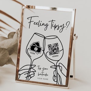 Retro Feeling Tipsy Tip Bar Printable Virtual Tip Venmo Cashapp Tip ...