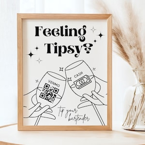 Retro Feeling Tipsy Tip Bar Printable Virtual Tip Venmo Cashapp Tip ...