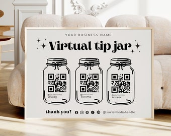 Retro Virtual Tip Jar Digital Printable Template, Venmo Cashapp Payment ...