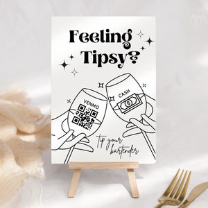 Retro Feeling Tipsy Tip Bar Printable Virtual Tip Venmo Cashapp Tip ...