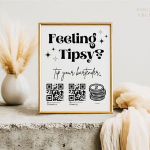 Retro Feeling Tipsy Tip Bar Printable Virtual Tip Venmo Cashapp Tip ...