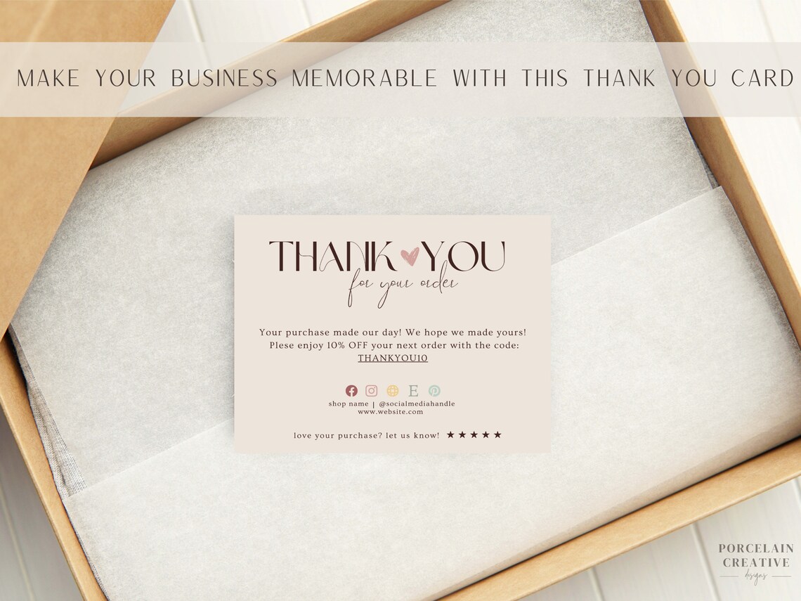 Handmade Editable Business Thank You Card Thanks for Your Purchase Card, Small Business Thank ...