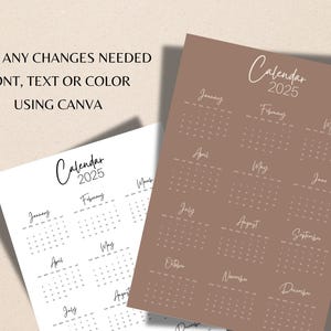 Minimalist Printable Calendar 2025 Monthly Planner 2025, US Letter ...