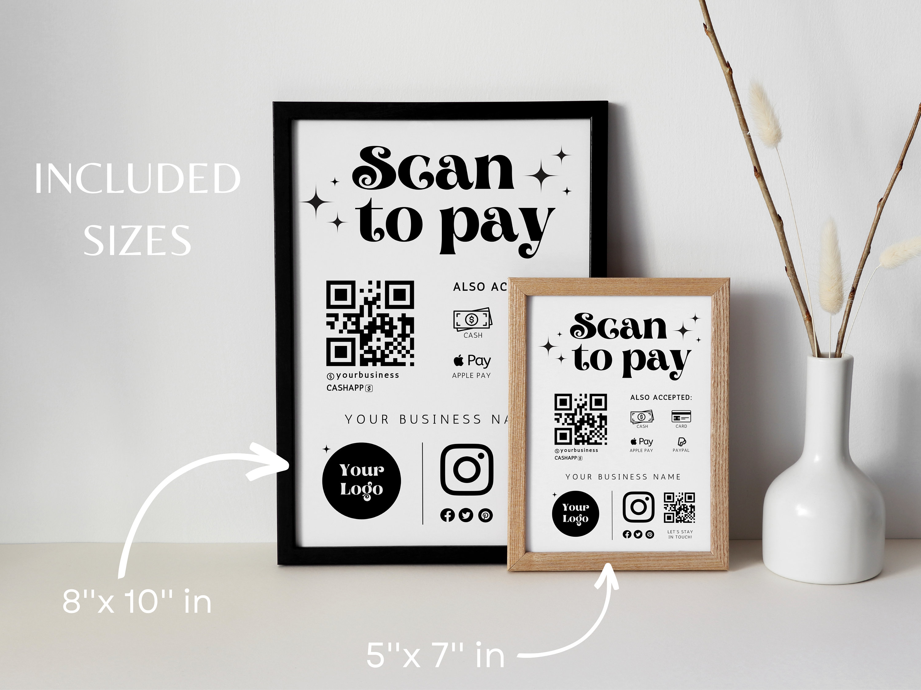 Retro Scan to Pay QR Code Sign, Printable Payment Template, Venmo ...