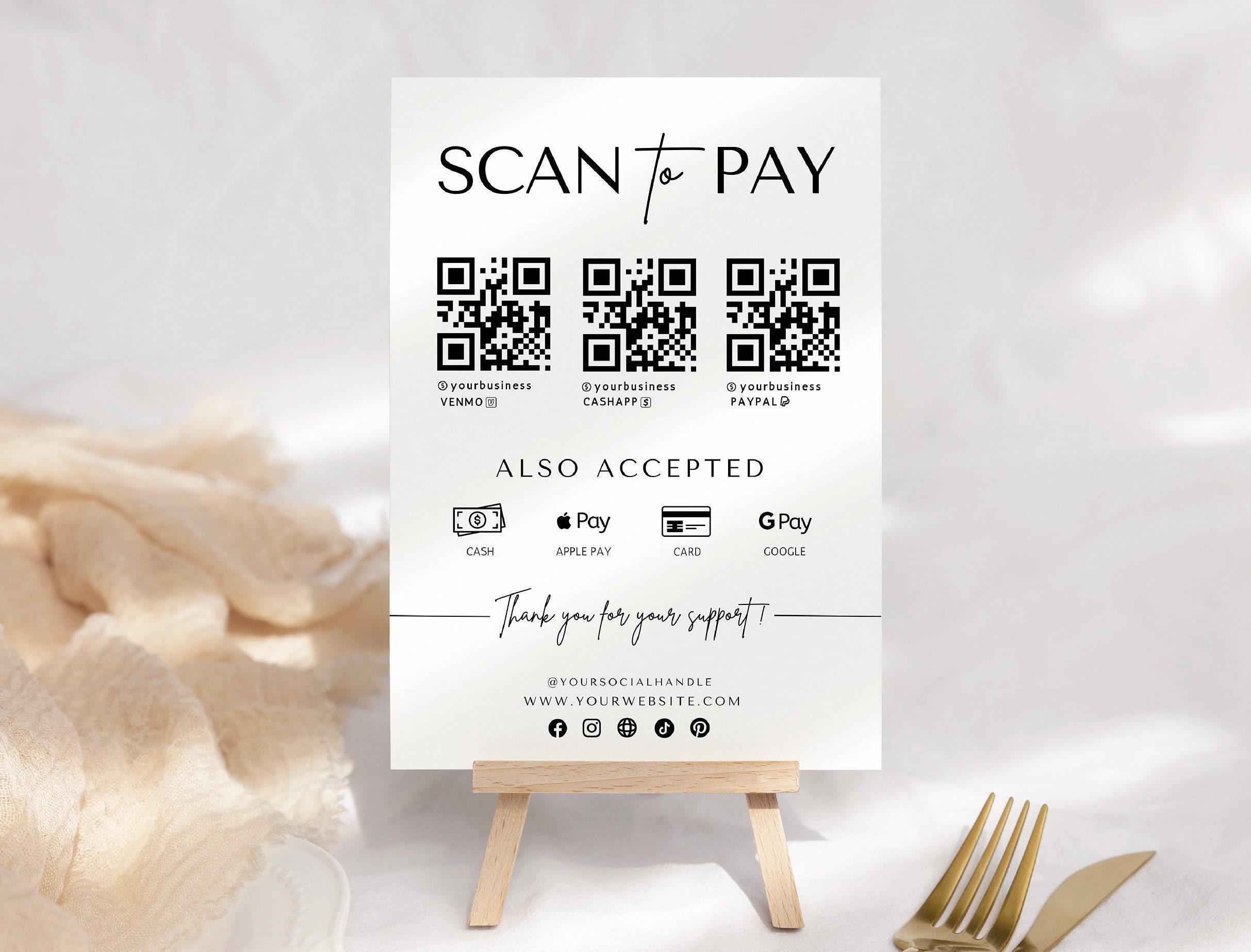 Scan to Pay QR Code Sign Printable Payment Template Venmo - Etsy