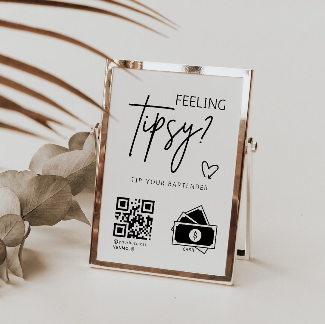 Feeling Tipsy Tip Bartender Printable Virtual Tip Venmo Cashapp Tip ...