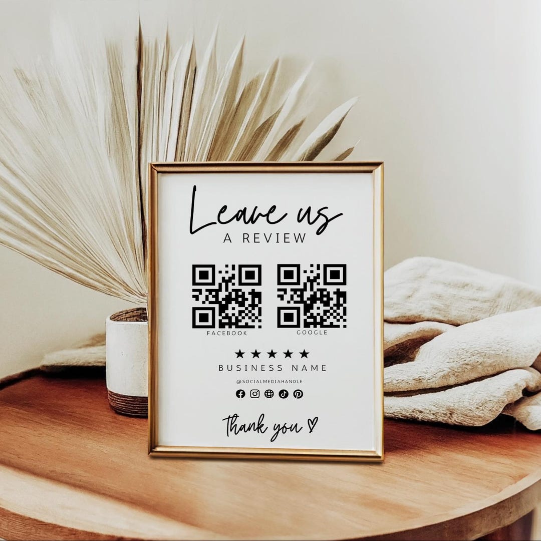 Review QR Code Sign Template, Small Business Review Sign Template ...