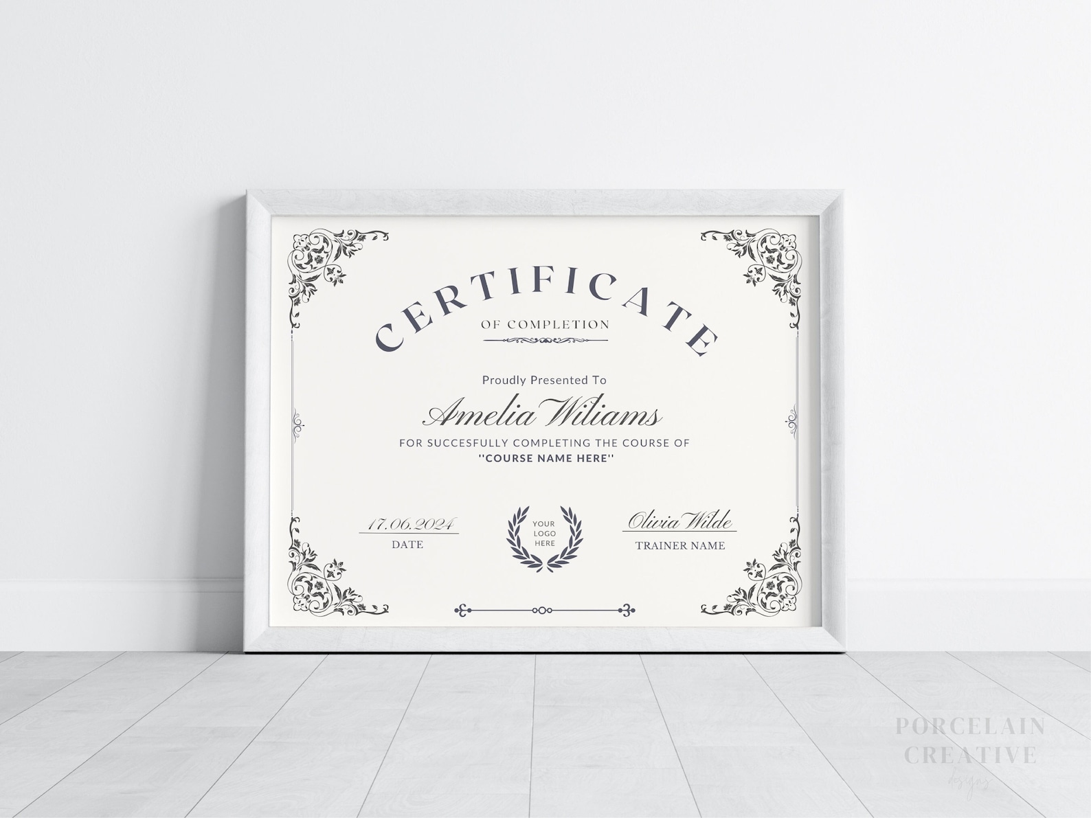 Premium Editable Certificate of Completion Template, Printable Course ...