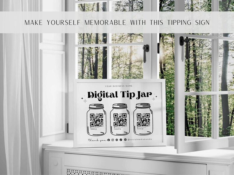 Retro Virtual Tip Jar Digital Printable Template, Venmo Cashapp Payment ...