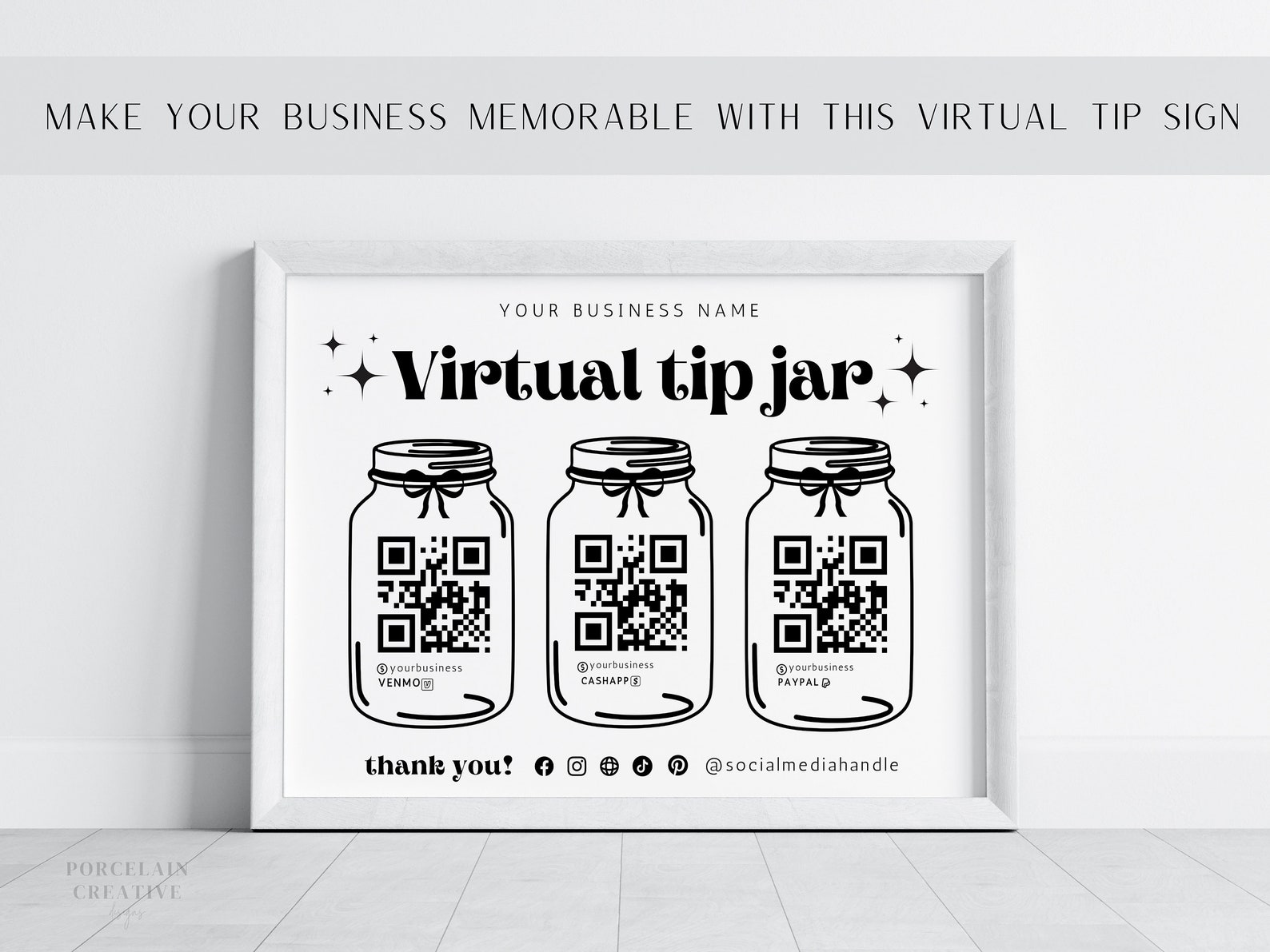 Retro Virtual Tip Jar Digital Printable Template, Venmo Cashapp Payment ...
