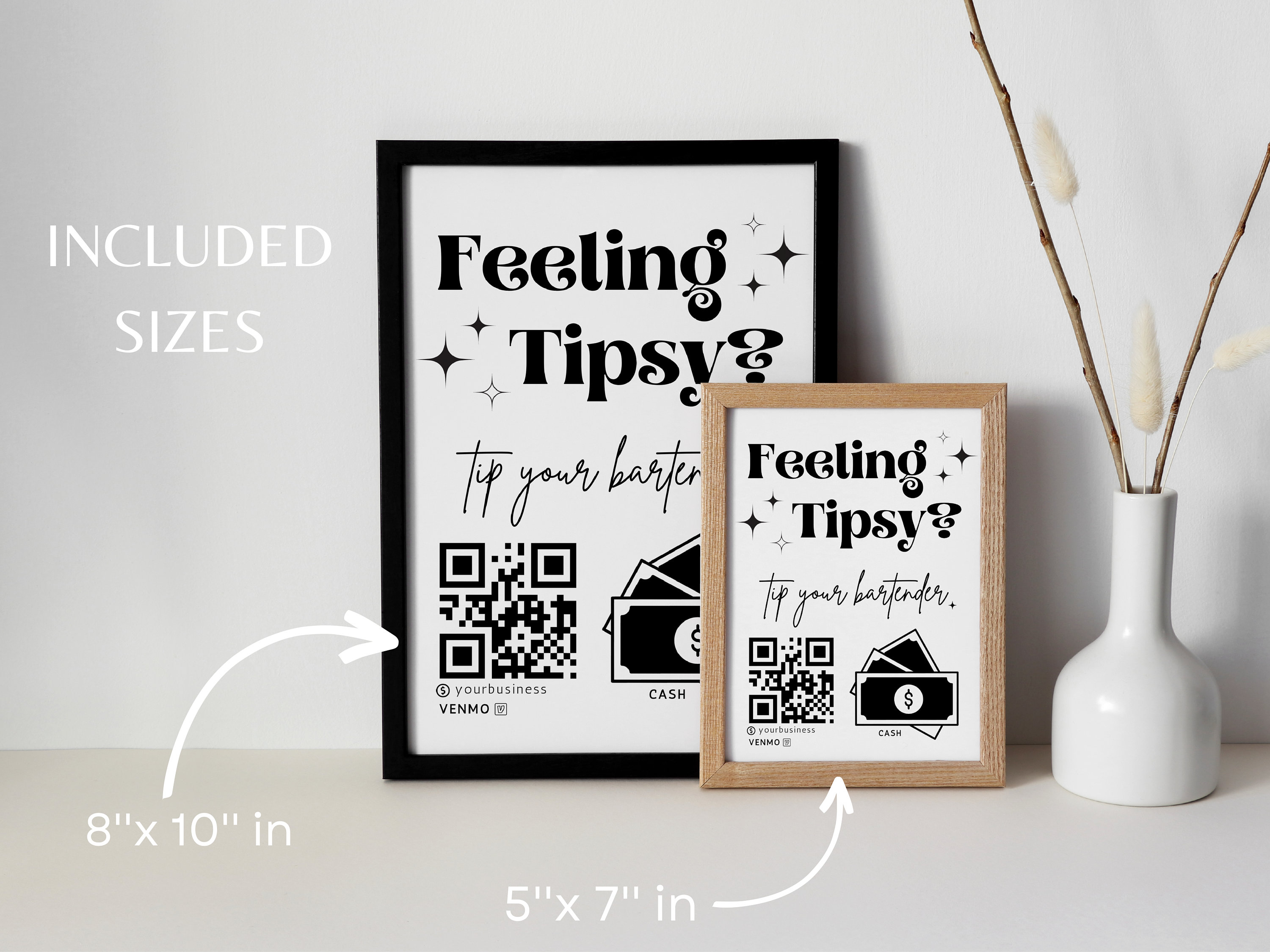 Retro Feeling Tipsy Tip Bar Printable Virtual Tip Venmo Cashapp Tip ...