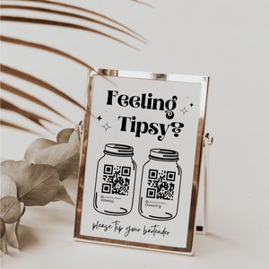 Retro Feeling Tipsy Tip Bar Printable Virtual Tip Venmo Cashapp Tip ...