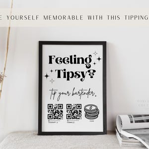 Retro Feeling Tipsy Tip Bar Printable Virtual Tip Venmo Cashapp Tip ...