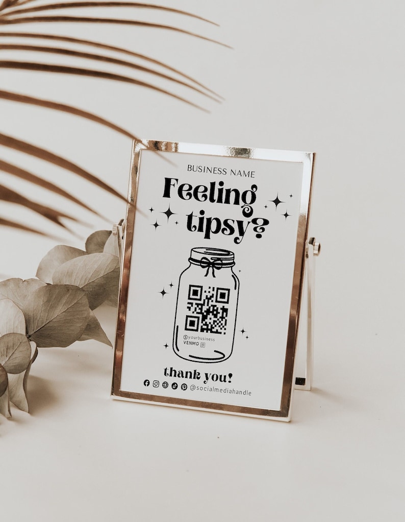 Retro Feeling Tipsy Printable Virtual Tip Jar Venmo Payment Sign, DIY ...
