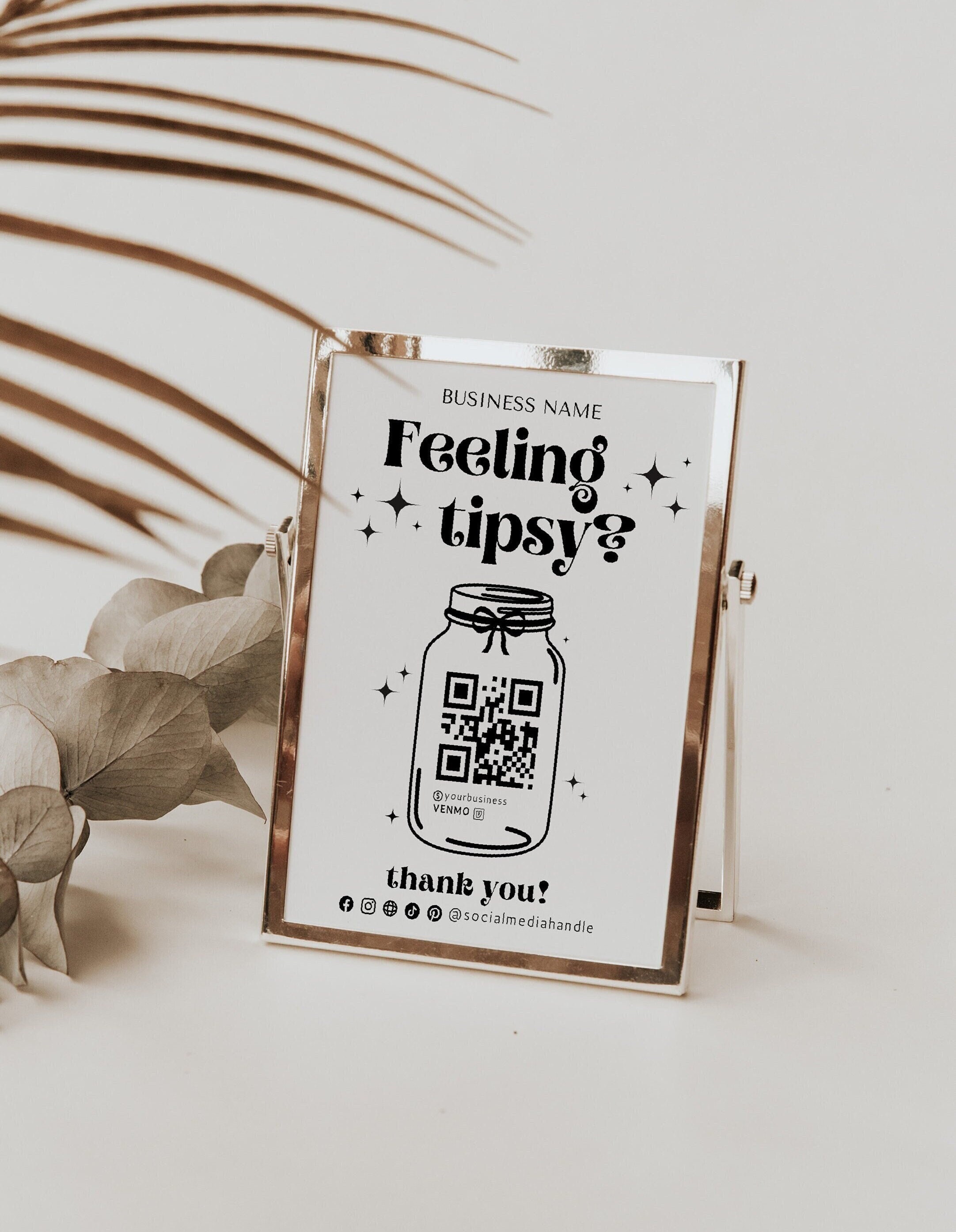 Retro Feeling Tipsy Printable Virtual Tip Jar Venmo Payment Sign, DIY ...
