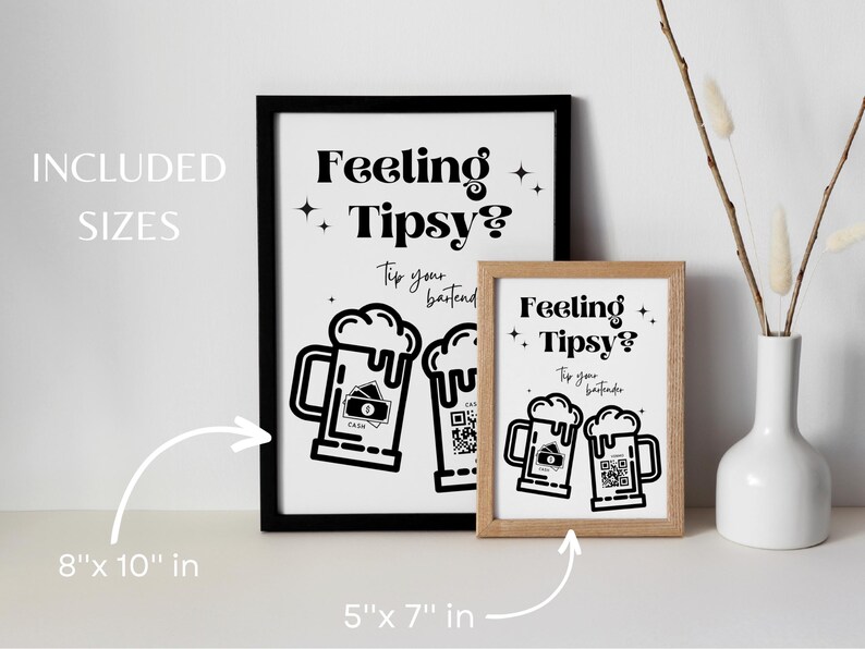 Feeling Tipsy Tip Bar Printable Virtual Tip Venmo Cashapp Tip Sign, QR ...
