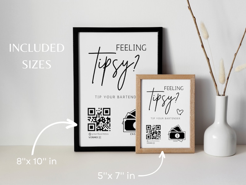 Feeling Tipsy Tip Bartender Printable Virtual Tip Venmo Cashapp Tip ...