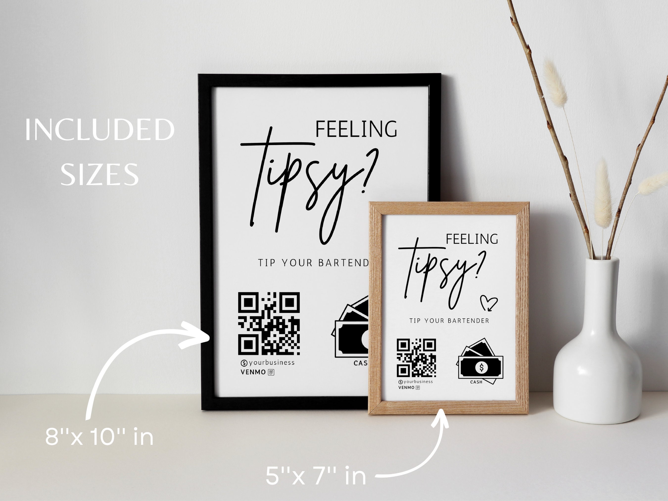 Feeling Tipsy Tip Bartender Printable Virtual Tip Venmo Cashapp Tip ...