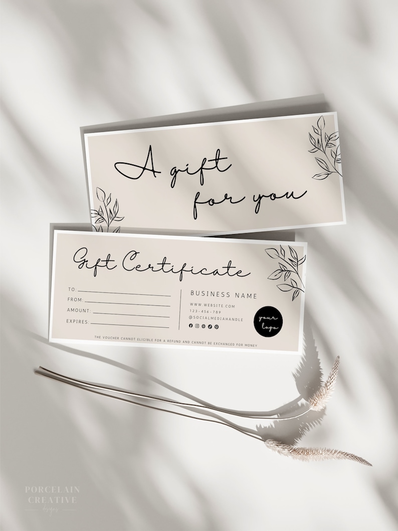 Boho Editable Gift Certificate Template, Printable Gift Voucher ...