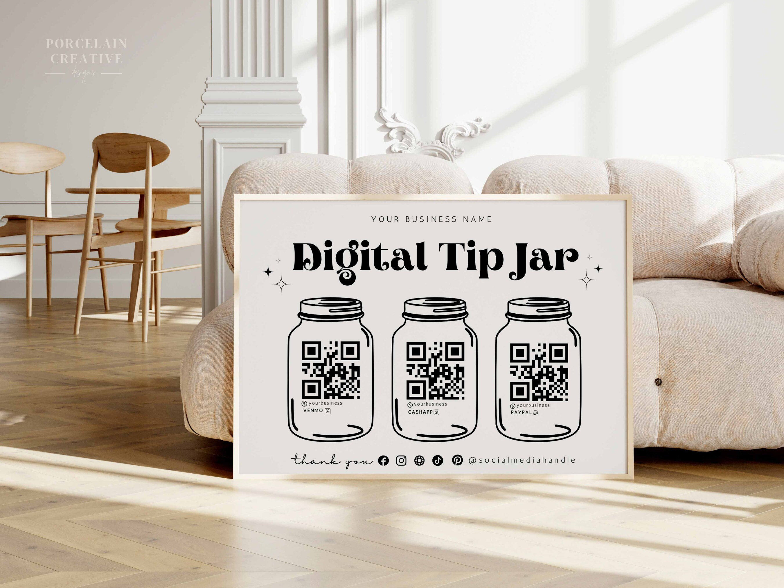 Retro Virtual Tip Jar Digital Printable Template, Venmo Cashapp Payment ...