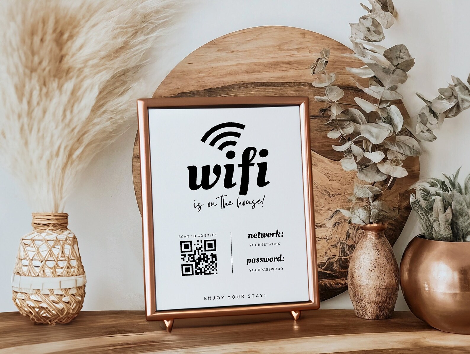 Wifi Sign, QR Code Wifi, Printable Wifi Code Sign, Scan to Connect Wifi ...