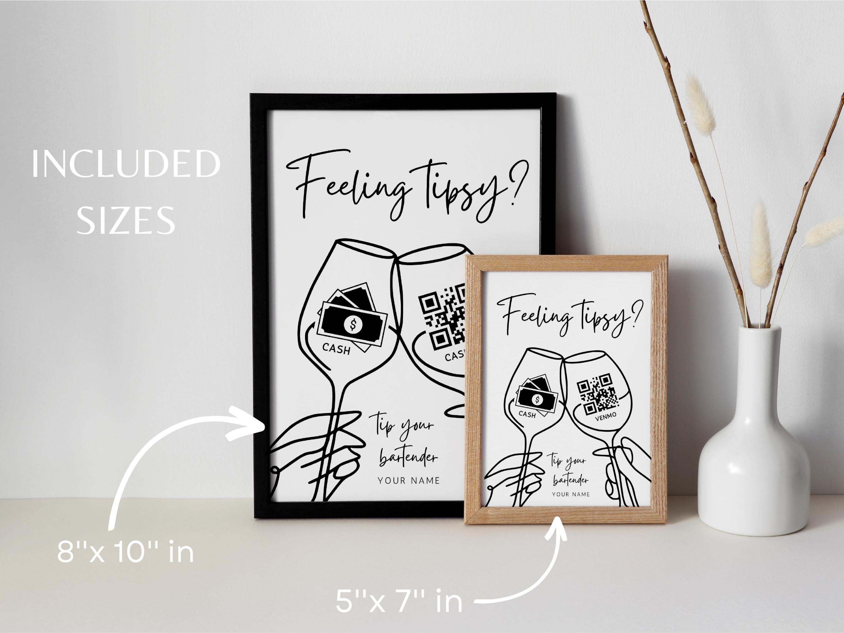 Retro Feeling Tipsy Tip Bar Printable Virtual Tip Venmo Cashapp Tip ...